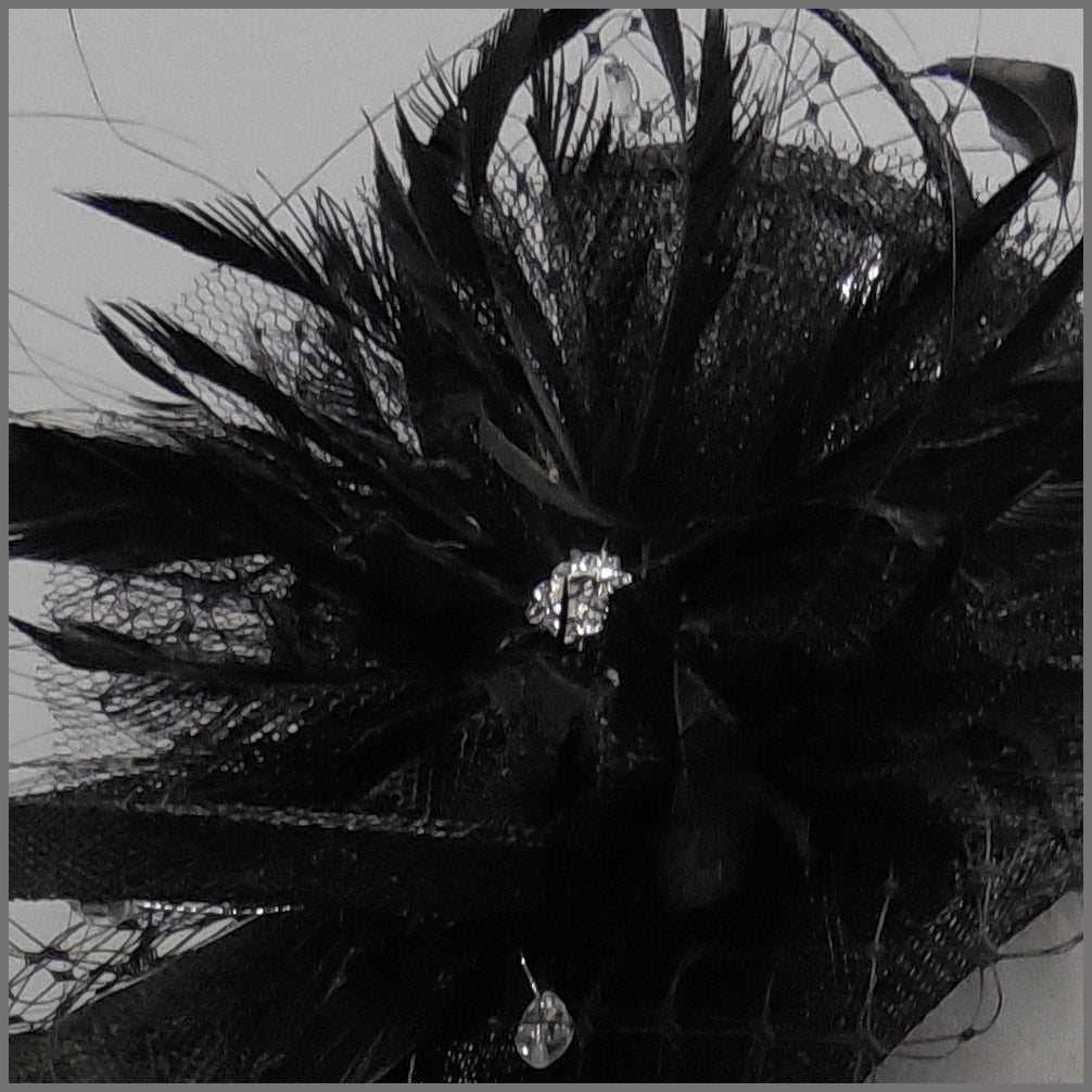 Black Funeral Mini Disc Flower Fascinator | Jacqui Vale Designs